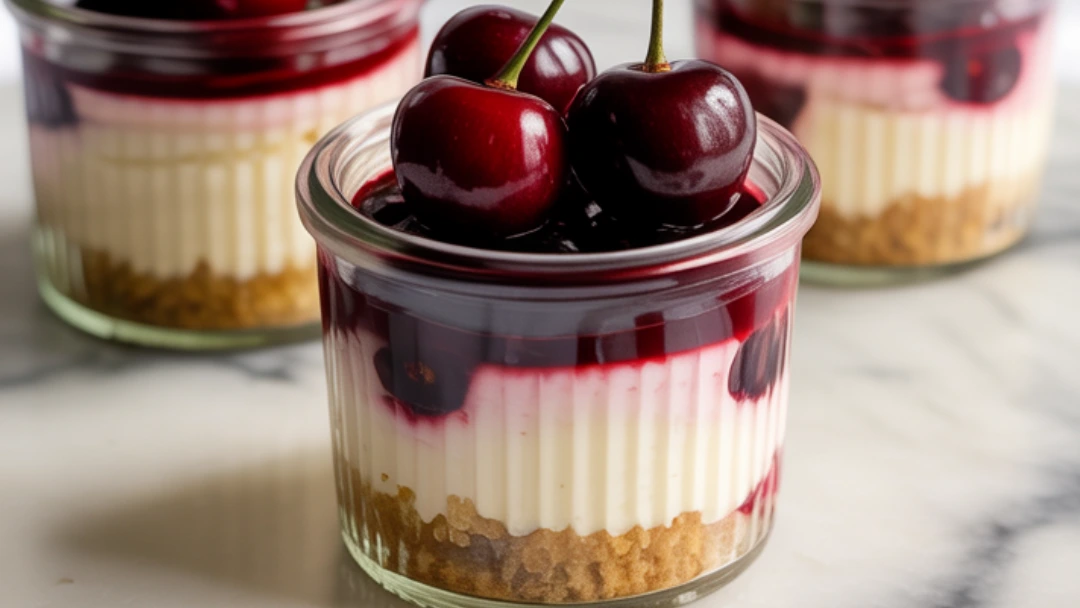 Mini Cherry Cheesecakes in Jars Recipe - recipeinquirer.com