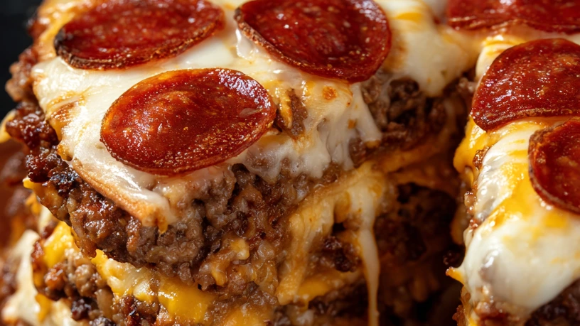 Ultimate Triple Cheeseburger Pizza Stack - recipeinquirer.com