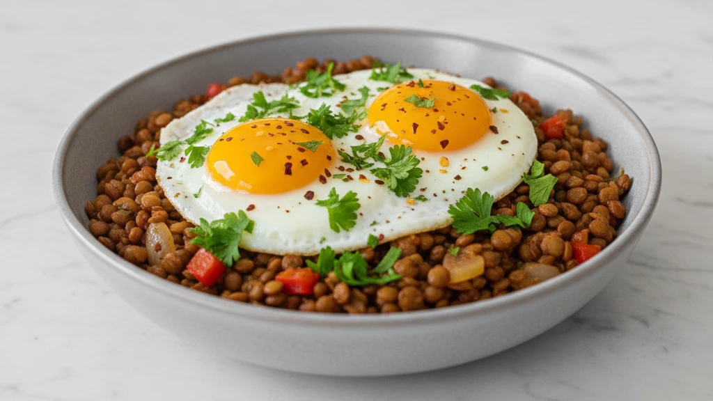Savory Lentil Breakfast Bowl with Eggs - recipeinquirer.com